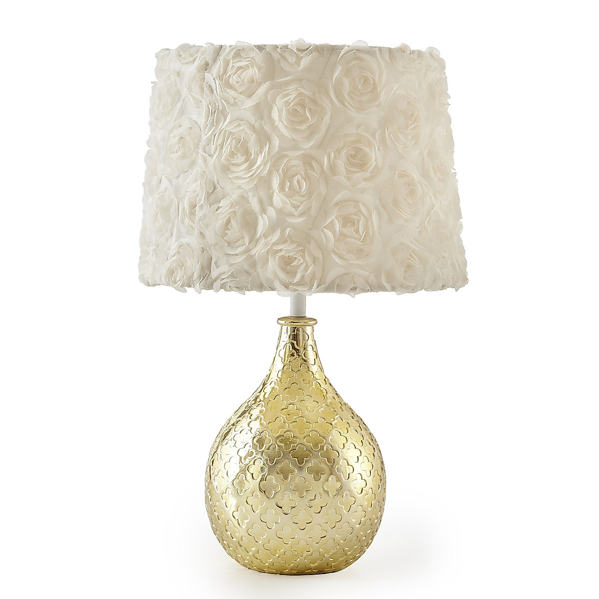 Levtex Baby - Charlotte Table Lamp and Shade Spindle Base with Cream Rosette Shade Lamp - Nursery Accessories - Measurements: 22 in. high and 6 in. Diameter