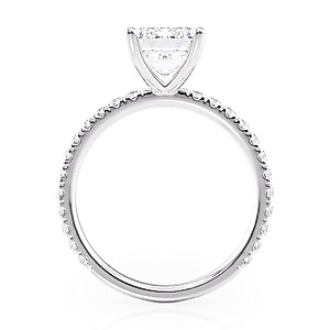 Beverly Hills Jewelers 2 Carat Emerald Cut Moissanite Engagement Ring for Women - 1/4 Carat Natural Diamond - 14k White Gold (G-H/VS, SI, cttw, DEW) Anniversary Promise Ring Size 5.5 Made in USA