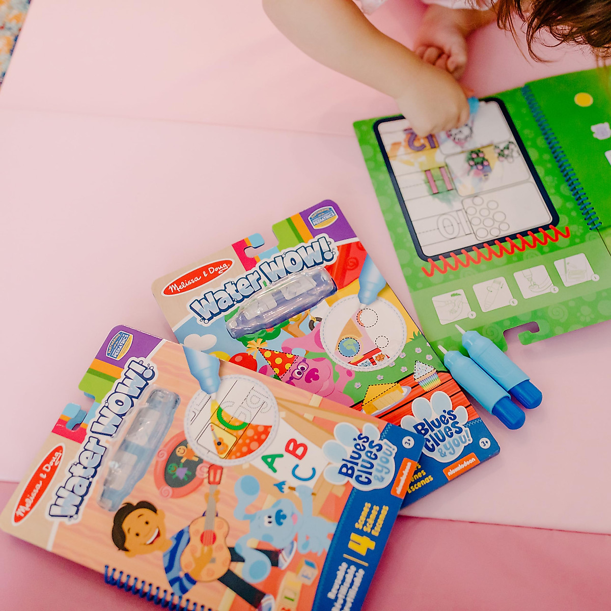 Melissa & Doug Blue’s Clues & You! Water Wow! 3-Pack – Alphabet, Counting, Shapes Water Reveal Travel Activity Pads