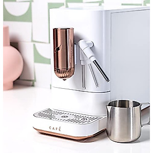 Café Affetto Automatic Espresso Machine + Milk Frother | Built-In & Adjustable Espresso Bean Grinder | One-Touch Brew in 90 Seconds | Matte White, 1.2 Liter, (C7CEBBS4RW3)