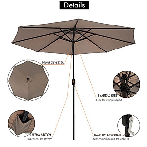 ontheway 11FT Patio Umbrella with 8 Ribs and Rust-Resistant Frame and Crank, UV Protection Outdoor Table Umbrella