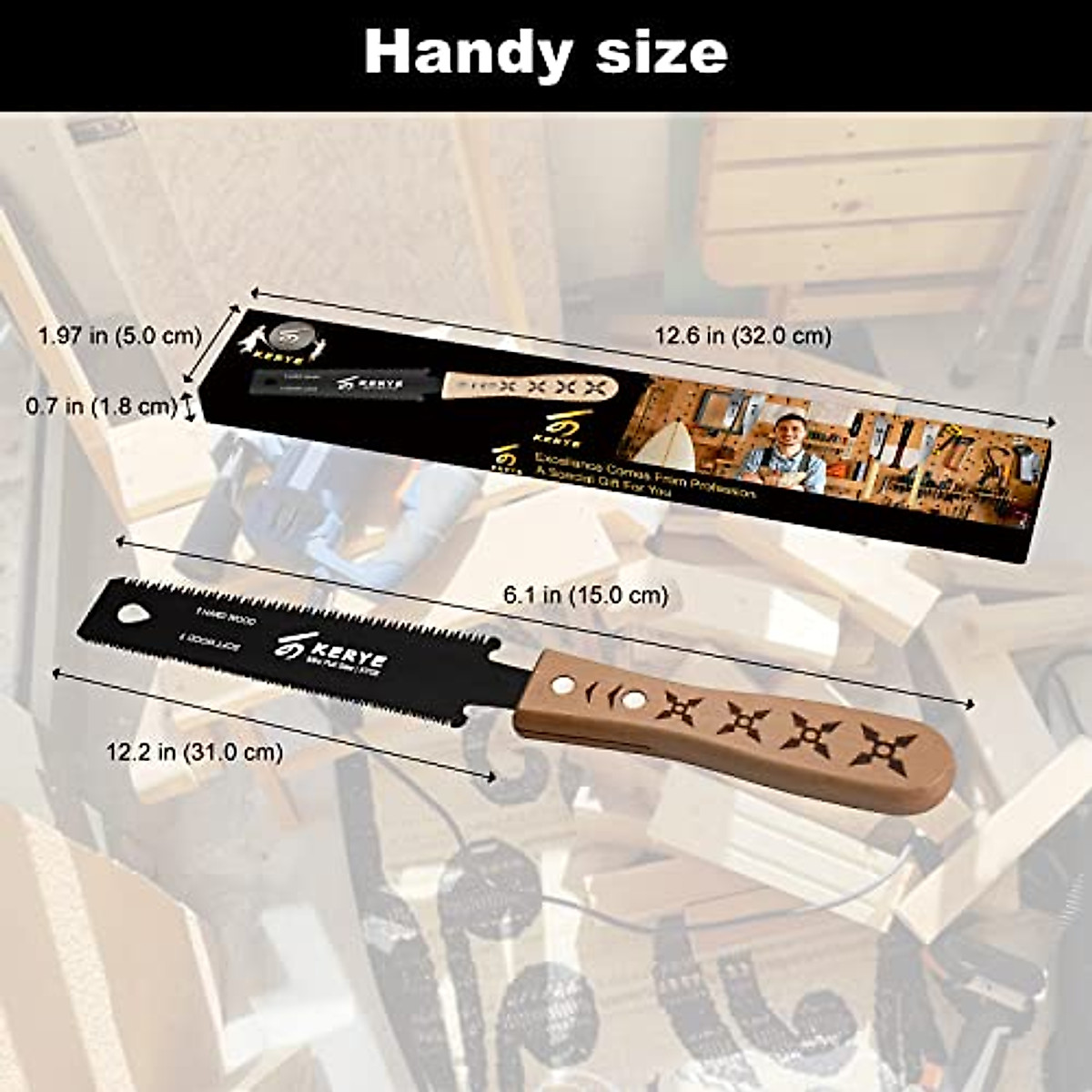 KERYE Mini Hand Saw Woodworking Tools, 6 Inch Japanese Pull Saw with Double Edges of 11/17 TPI, Small Hand Tools Flush Cut Saw for Hardwoods/Softwoods, Light Wood Saw as Gifts for Men/Women-KY05