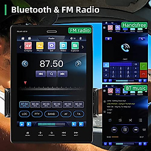 Single Din Car Stereo with Apple Carplay, Rimoody 9.5 Inch Vertical Detachable Touch Screen Car Radio with Bluetooth FM Radio Mirror Link TF/USB/AUX Input Car Multimedia Player+ Backup Camera
