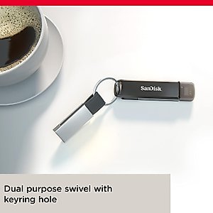 SanDisk 64GB iXpand Flash Drive Luxe - The 2-in-1 USB for iPhone, iPad, and Computer - Thumb Drive with Lightning and USB Type-C Connectors – SDIX70N-064G-GN6NN