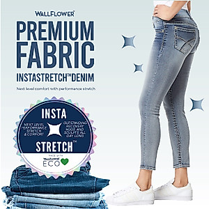 WallFlower Women's Luscious Curvy Ankle Mid-Rise Insta Stretch Juniors Jeans (Standard and Plus), Camille, 9