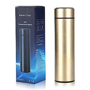 Temperature Display Vacuum Insulated Water Bottle 17oz,Thermo Flask Made of Premium Stainless Steel Coffee/ Water, Smart Cup, Novelty Gifts Mug, FDA Safety.