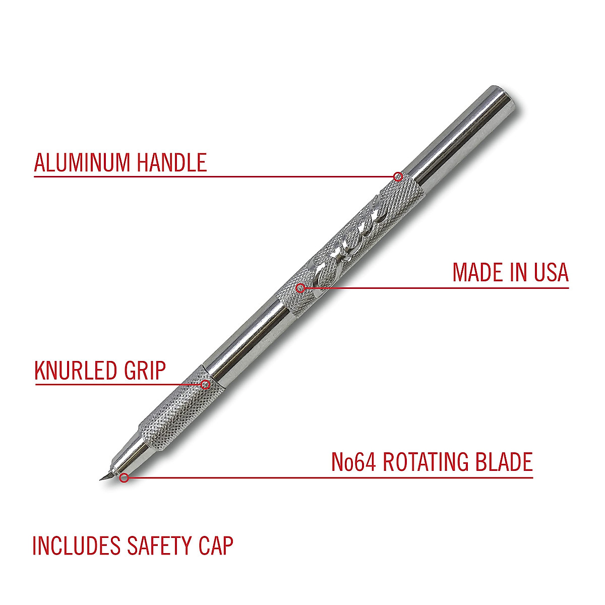 Excel Blades K4 Swivel Craft Knife with #64 Rotating Blade, Lightweight Aluminum Sharp Hobby Knife, Carving, Crafting Supplies Precision Cutting Tool.