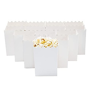 100 Pack Mini Popcorn Containers for Party Supplies, Bulk White Treat Boxes with Scalloped Edges for Movie Night Decorations (3 x 4 In)
