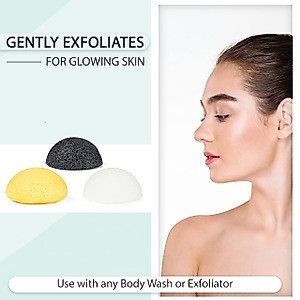 pureSOL Konjac Sponge - Activated Charcoal - Facial Sponge, 100% Natural Sponge, Eco-Friendly - Great for Acne, Exfoliating