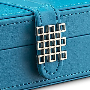 Glenor Co Earring Organizer - Classic 25 Section Jewelry Box/Case/Holder for Earrings, Rings, Necklaces, Jewelry, Cufflinks or Collections. 25 Small Compartments with Elegant Large Mirror - Blue