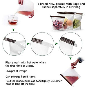 ECOFWORLD 4 Pack Silicone Food Storage Bag 2L (1.5 L) & 2M (1 L) | Reusable for Sous Vide-Sandwich-Lunch-Snack | Silicone Degradable Freezer-Leakproof Ziplock BPA Free (2x2)