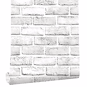 Cohoo Home Brick Wallpaper Peel and Stick Wallpaper 120”×18” Faux 3D White Gray Brick Wall Paper Grey Self Adhesive Removable Wallpaper Stick and Peel Brick Contact Paper for Walls Backsplash
