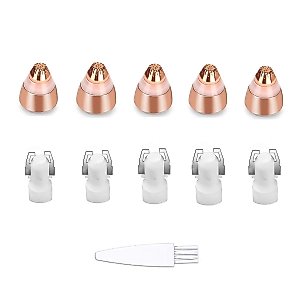 MXiiXM Eyebrow Hair Remover Replacement Heads for Women Painless Eyebrow Trimmer Blades, Perfect and Smooth, with Cleaning Brush, As Seen On TV, Rose Gold (5Pcs)