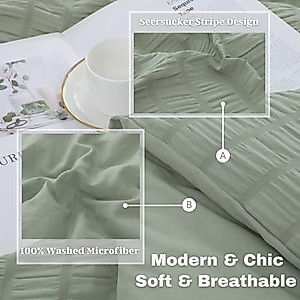 HAOWANER Sage Green Comforter King, 3 Pieces Sage Comforter Set King, Sage Green King Comforter Set King Sage, 90"x104" Green King Size Comforter Set, King Comforter Green King Bedding Set Sage