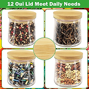 Oui Yogurt Jar Lids Set, 12 Pack Lids for Oui Yogurt Jars Reusable Bamboo Wooden Updated Oui Jar Lids with Silicone Sealing Rings Perfect for Oui Yogurt Jars