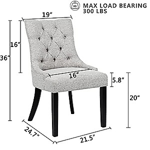 poplarbox 4 Set Dining Chairs Tufted Dining Chairs Upholstered Fabric Dining Chairs Accent Dining Chairs Parson Chairs Side Chairs for Kitchen Dining Room (Set of 4, Light Gray)