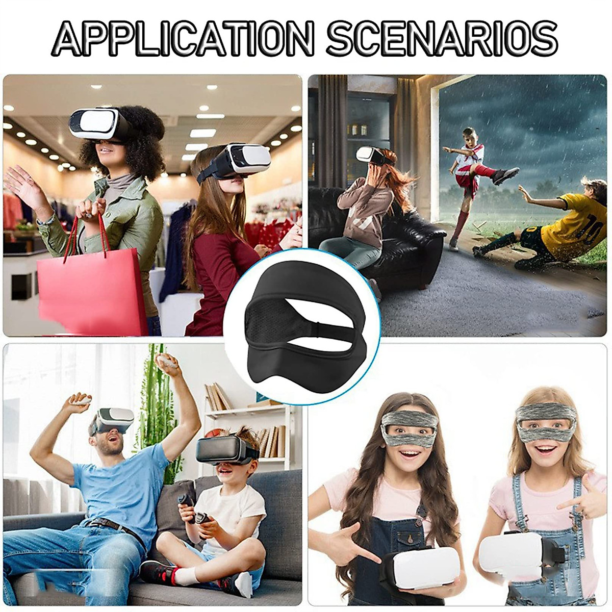 Vr Eye Mask Cover Adjustable Elastic Sweat Band Breathable Washable Facemask Cover VR Accessories for O-culus Quest 2/HTC Vive/ps/Samsung (Color : 2 PCS-A)