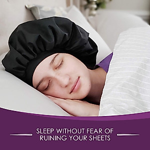 Reusable Oil Proof Nightcap Hair Care Protector Cover Bonnet for Sleeping and Shower Cap, Leakproof, Waterproof Outer Layer, Extra Large to Accomodate for Long Hair with Comfort Elastic Band