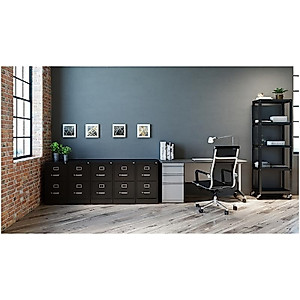 Pemberly Row 22" Deep 2-Drawer Classic Design Metal Letter Width Vertical File Cabinet, with Lock, Steel Ball-Bearings, Commercial Grade, for Business/Educational/Personal Office, in Black