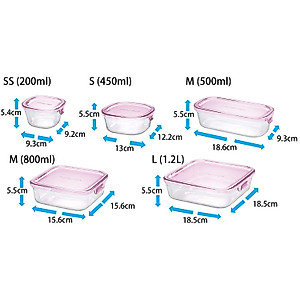 iwaki PS-PRN-4P2 Heat Resistant Glass Storage Containers, Pink, Set of 4, Pack & Range
