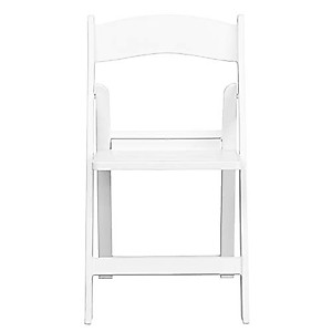 EMMA + OLIVER 2 Pack White Resin Slatted Party & Rental Folding Chair Indoor Outdoor