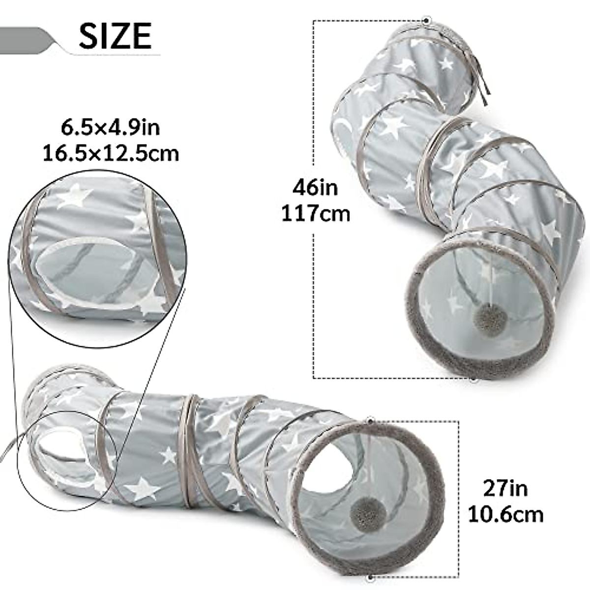 Kitty Cat Tunnel Rabbit Hideout Tunnels and Tubes Bunny Toys for Guinea Pig Ferret Accessories Hideway Hides Tunnel