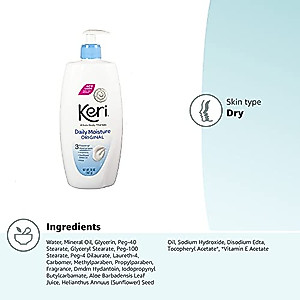 Keri Whole Body Therapy Original, Continuous Moisturization, 3 Essential Moisturizers (Vitamin E, Aloe and Sunflower Seed Oil), 20 Oz