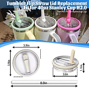 40 OZ Tumbler Flip Straw Lid Replacement Fit for Stanley Quencher Tumbler, 2 PCS Spill Proof and Leak Resistant Tumbler Lids Compatible with Stanley Cup Accessories(Cream)
