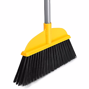 Broom for Hardwood Floors Indoor Sweeping Brooms with Soft Bristles and 55” Long Handle for Tile Laminate Deck Hard Floor Cleaning-Yellow