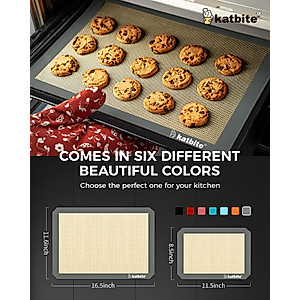 Silicone Baking Mat, Katbite Large Baking Mat Set of 3-2 Half Sheets Mats (11 5/8" x 16 1/2") + 1 Quarter Baking Sheets, Reusable & Nonstick Bakeware Mats for Cookies, Macarons, Bread and Pastry