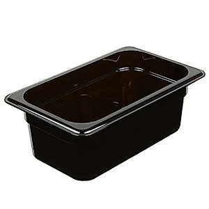 TrueCraftware – 1/4 Size 4” Deep Polycarbonate Food Pan Black Color -Restaurant Commercial Hotel Pans for Food Prep Fruits Vegetables Beans Corns