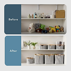 GUDEE FRASA Bamboo Storage Basket | 15.4L Collapsible Fabric Storage Bin, Soft Box, Rectangle