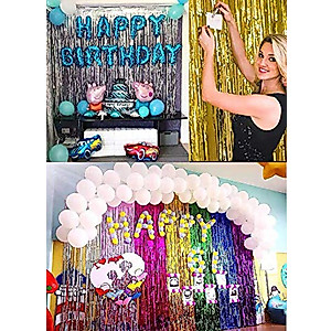 Stafih Foil Fringe Curtains 2PCS 8ft x 3ft Metallic Tinsel Photo Booth Backdrop for Wedding Birthday Bachelorette Christmas Party Decorations(Champagne)