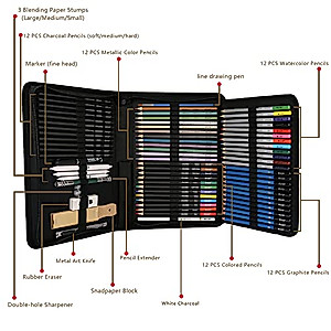 72PCS Drawing & Art Supplies Kit, Colored Sketching Pencils for Artists Kids Adults Teens, Professional Art Pencil Set with Case, Sketchpad, Watercolor & Metallic Pencil丨Ideal Beginners Coloring Set
