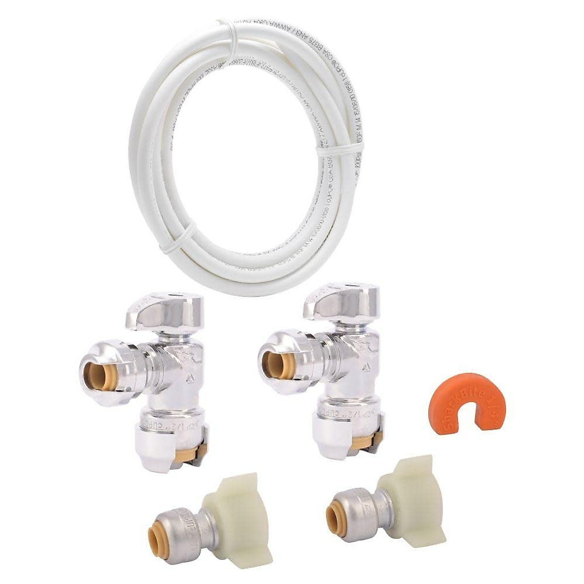 SharkBite Faucet Connection Kit with Angle Stops, Push to Connect Brass Plumbing Fittings, PEX Pipe, Copper, CPVC, PE-RT, 25087