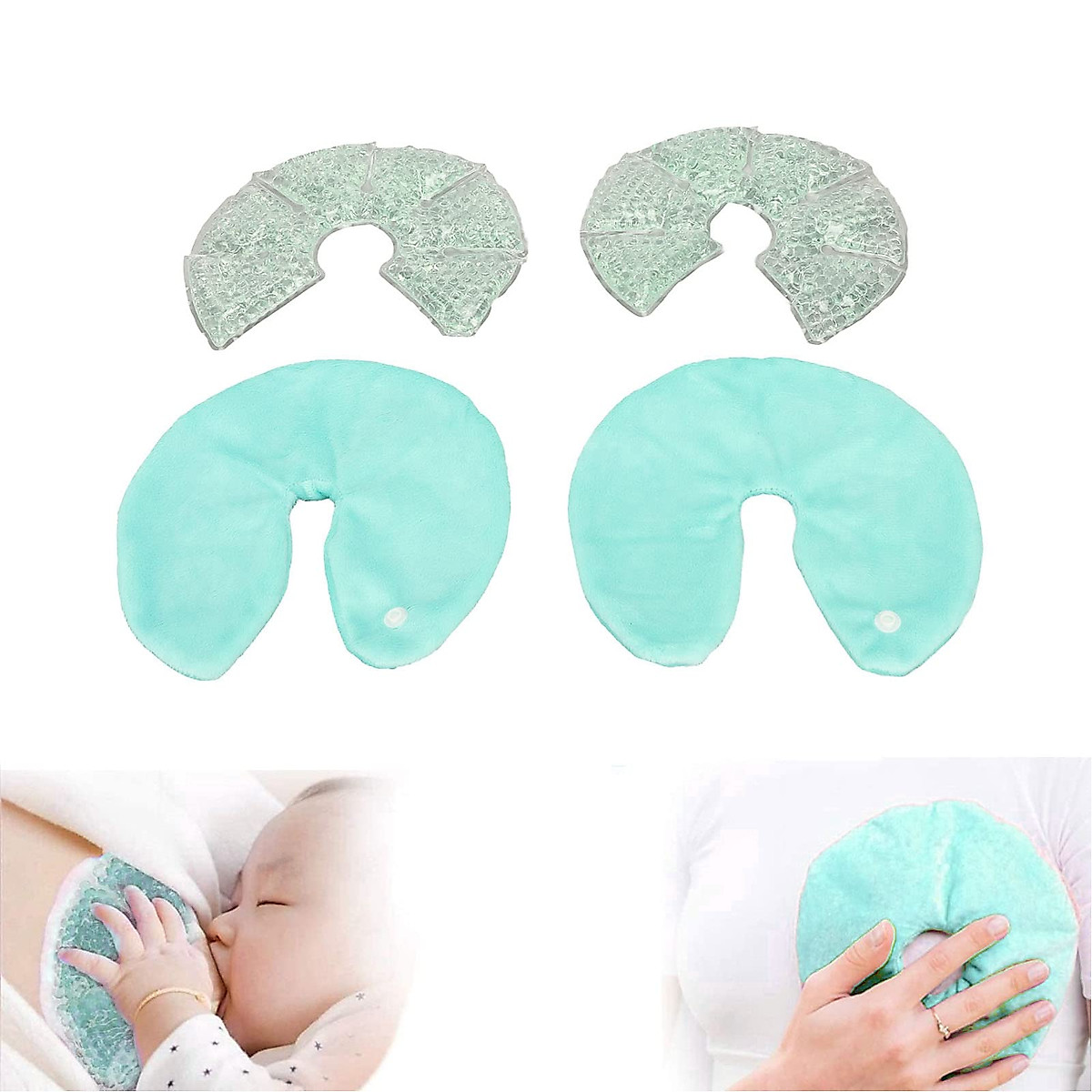 Breast Nursing Gel Pads, Soft Reusable Breast Freezing Pads 1 Pair Relieve Redness for Breastfeeding for Engorgement