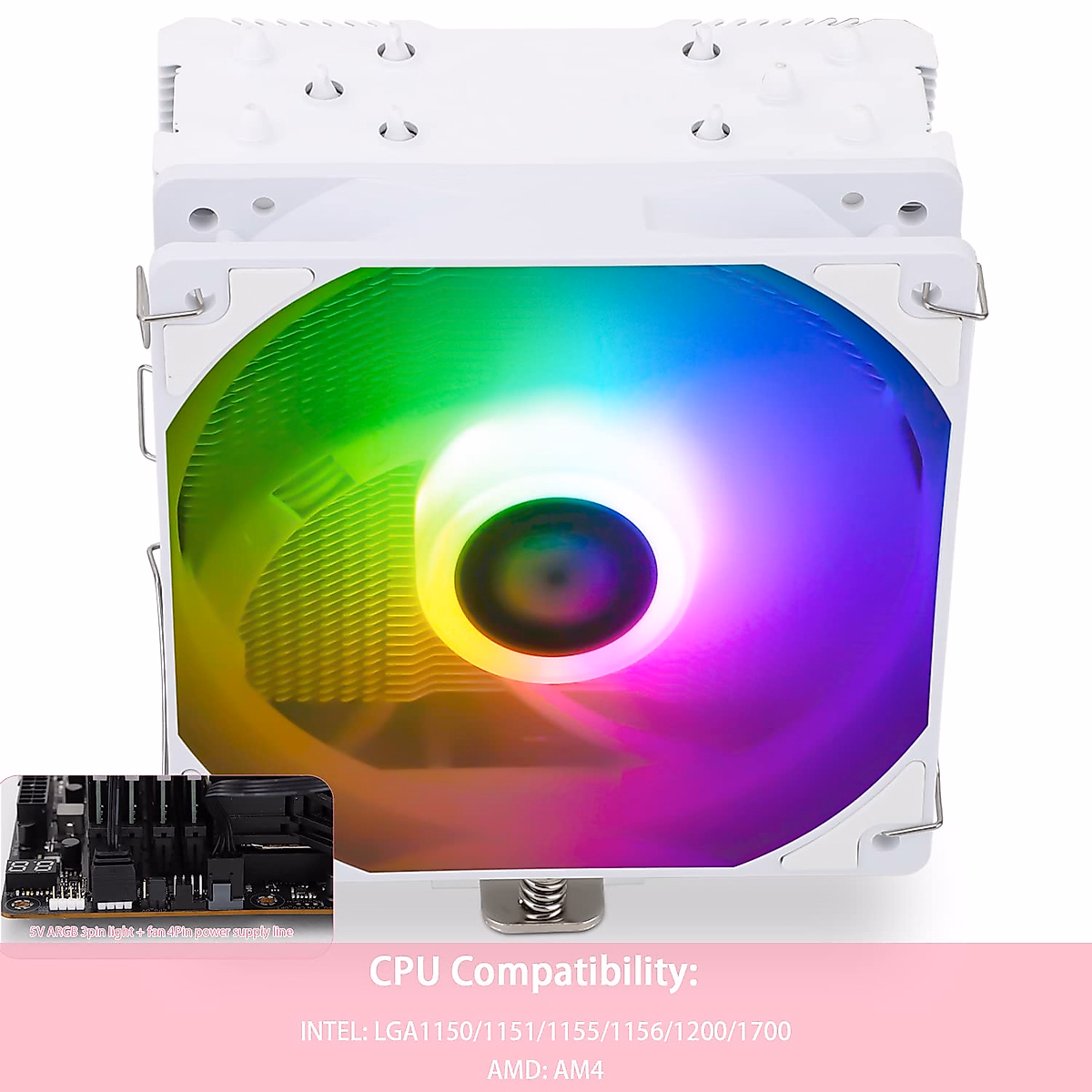 Thermalright Assassin King 120 SE White ARGB CPU Air Cooler, AK120 SE White ARB, 5 Heatpipes, TL-C12CW-S PWM Quiet Fan CPU Cooler with S-FDB Bearing, for AMD AM4/Intel LGA1700/1150/1151/1200