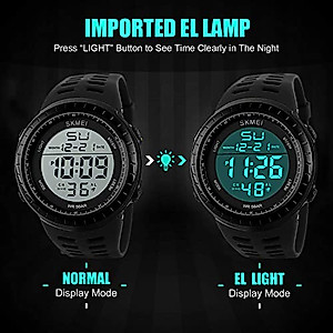 LYMFHCH Men's Digital Watch, Sports Waterproof Military Watches for Men LED Casual Stopwatch Alarm Tactical Army Watch