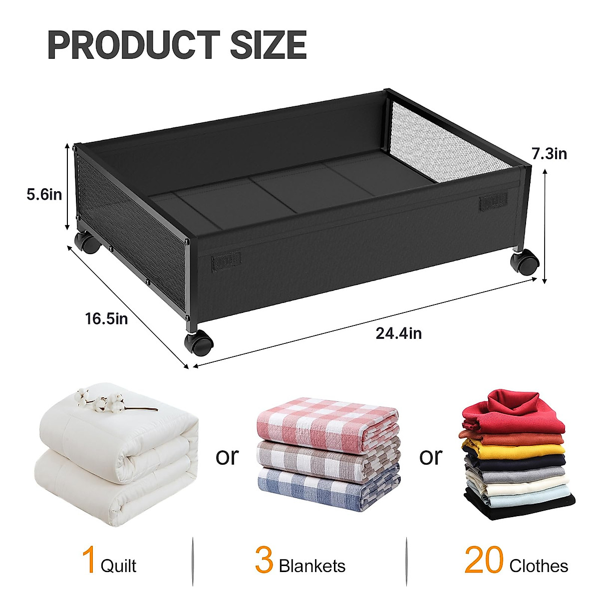 2-Pack Under Bed Storage with Wheels - Fulpower Rolling Underbed Organizer Containers Drawer Bins with Lid for Clothes, Shoes, Toys, Books, Blankets