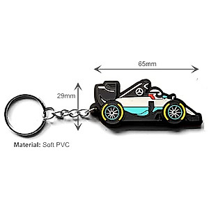 PolarAuto F1 Formula One Racing Car Tire Key Chain Keychain Compatible with Red Bull Mercedes Ferrari Team Fan Gift Accessory (Mercedes Car)