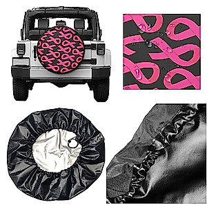 Breast Cancer Awareness Spare Tire Cover Wheel Protectors Weatherproof Wheel Covers Universal Fit for Trailer Rv SUV Truck Camper Travel Accessories 14 Inch in