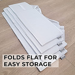 Joue Closet Drawer Organizers 4 Pcs. Premium, Extra-Sturdy, Mesh Organizational Dividers for Clothes Storage. White Wardrobe Dresser Clothing Grid System for Tshirts, Jeans, Leggings. 2 Small, 2 Large