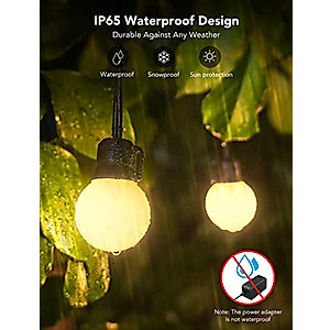 Govee Outdoor Lights, 50ft G40 APP Control String Lights with 6 Scene Modes, IP65 Waterproof Shatterproof Outdoor String Lights with 25 Dimmable Warm White LED Bulbs for Balcony, Backyard, Party