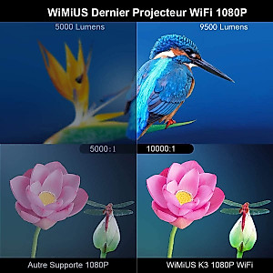 5G WiFi Projector, WiMiUS 4K Video Projector Native 1920x1080 LED Projector