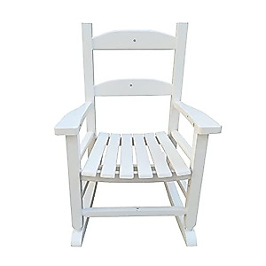 Child's Rocking Chair Solid Wood Kids Rocking Chair,Wooden Rocker Chair for Children Aged 3-7,Oak Rocking Chair for Front Porch/Outdoor/Indoor,Plywood Rocking Chair (White-2)