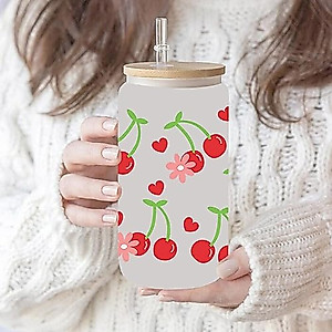 5 Sheets Fruits Theme Rub on Transfer Stickers UV DTF Cup Wrap Transfer Stickers for Glass Cups Waterproof Clear Film Transfer Paper Decal for Crafts Furniture