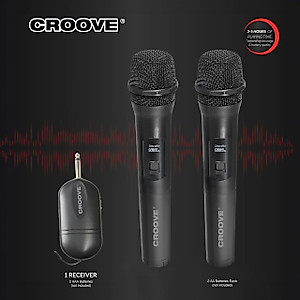 Wireless UHF Microphones, 2 Pack Karaoke Wireless Dual Handheld Dynamic Mic System Set Microphone with Receiver 80ft Range, 6.35mm Jack, Portable Voice Amplifier, Pa Singing Machine
