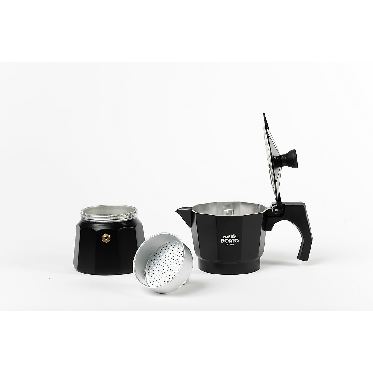 Cafe Boato Moka Pot 6 cup espresso, Black, Coffee Maker Stovetop, italian espresso