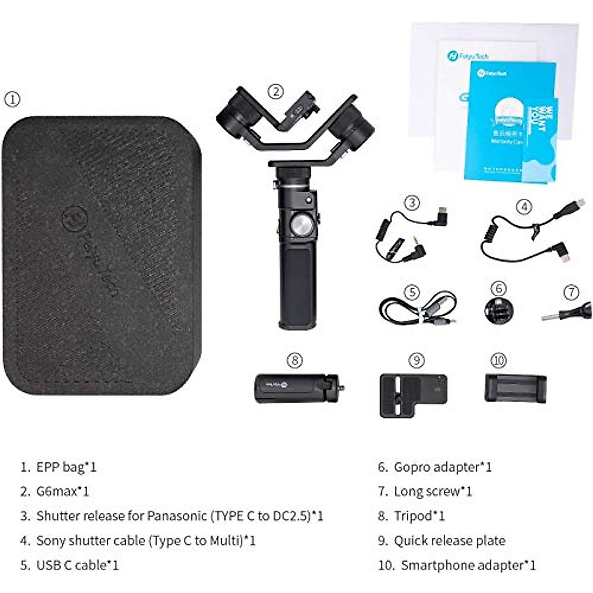 FeiyuTech G6 Max 3-Axis Handheld Gimbal Stabilizer (G6 Plus Upgrade Ver) for Mirrorless Camera Like Sony a7 w/Short Lens,Action Camera Gopro,Smart Phone iPhone 11 Pro Max 8,1.2Kg Payload,Splash Proof