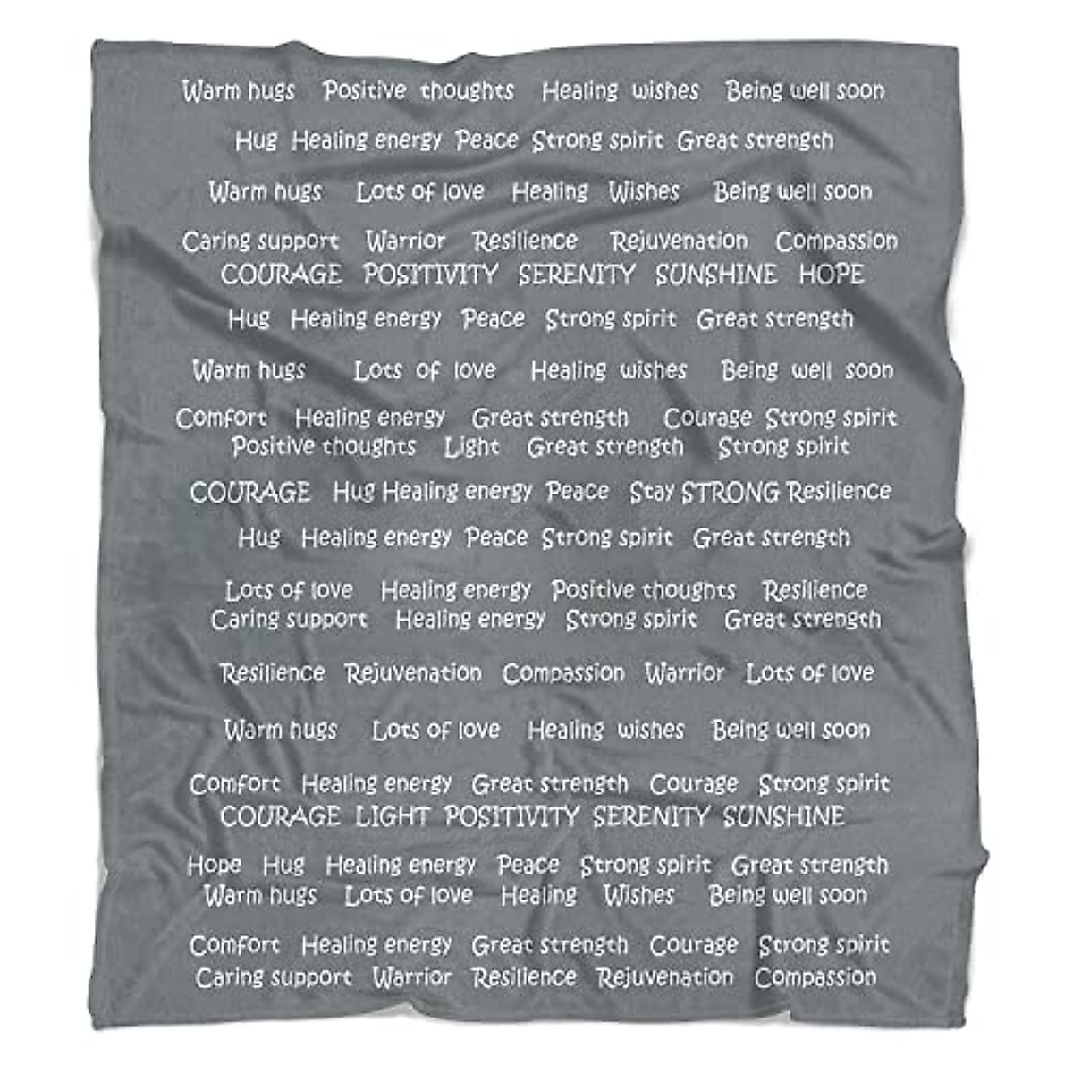 Healing Thoughts Throw Blanket | Positive Energy | Compassion | Warm Hugs| Inspirational Blanket | Get Well Gifts for Women | Comfort Chemo Blanket | Breast Cancer Gifts for Women | 50" x 60" Grey